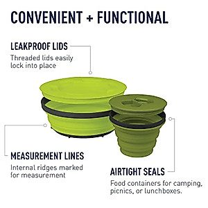 Sea to Summit X-Seal & Go Collapsible Food Storage Container, L (20 oz), Lime Green