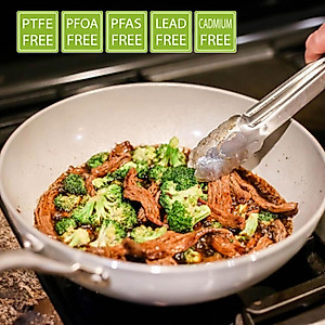 TECHEF - CeraTerra 12" Ceramic Nonstick Wok/Stir-Fry Pan with Glass Lid, (PTFE and PFOA Free Ceramic Exterior & Interior), Made in Korea (12-in with lid)