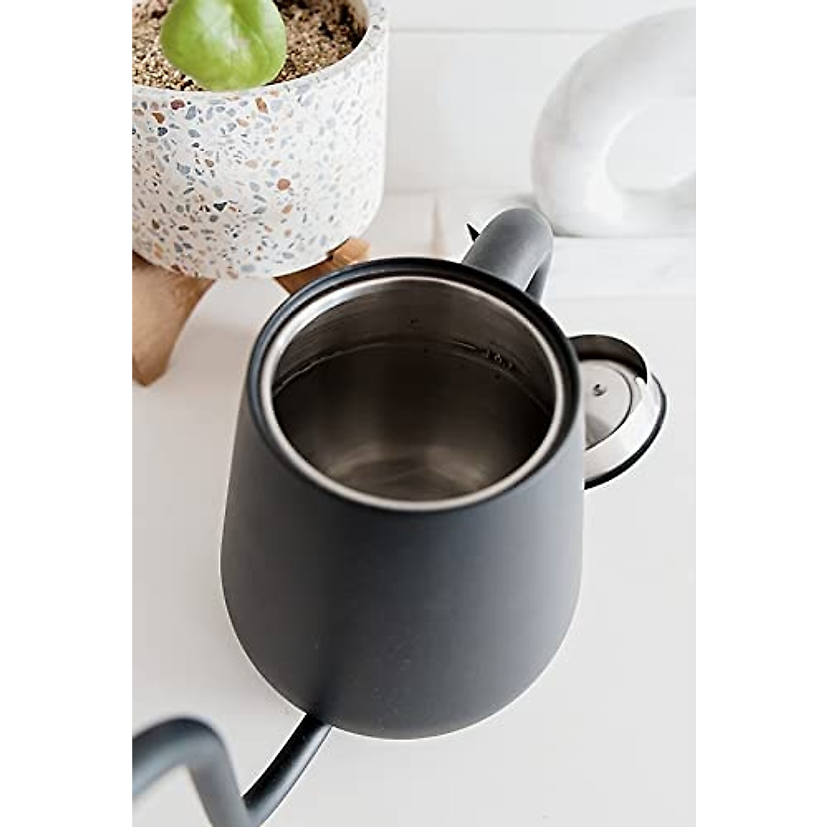 Soma Stainless Steel Gooseneck Coffee & Tea Kettle, Black, 1 Liter, Stovetop