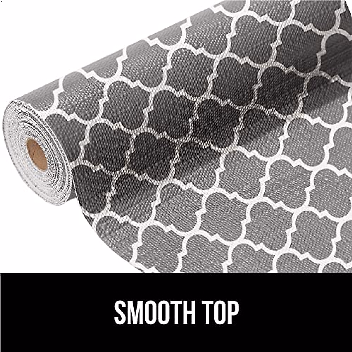 Gorilla Grip Drawer and Shelf Liner for Cabinet, Slip Resistant Non Adhesive Protection for Kitchen, BPA Free Smooth Surface Plastic Liners for Cabinets, Bathroom Cupboard Drawers, 12x20, White Gray