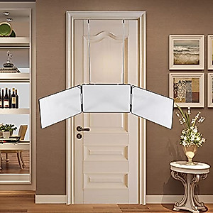 Kueysing，3 Way Mirror for Self Hair Cutting& Styling,The 360° Mirror，Adjustable Telescoping Hooks,Portable, Hands-Free