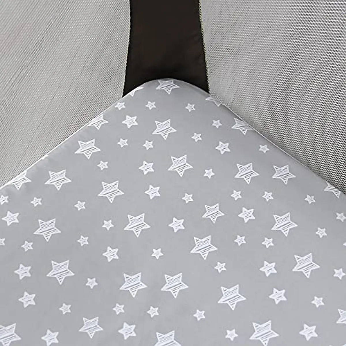 Pack and Play Sheets Fitted Compatible with Graco Pack N Play, Mini Crib Sheets 39"x 27"x 5'' fits Playard Playpen, Lovely Star Print Pack and Play Fitted Sheets for Boys and Girls Mini Crib Bedding