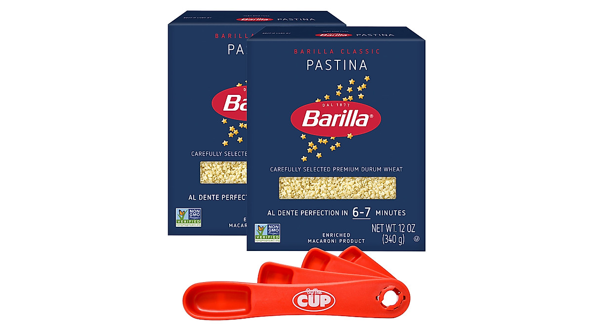 Pastina Pasta, 12 Ounce Box (Pack of 2) with By The Cup Swivel Spoons ...