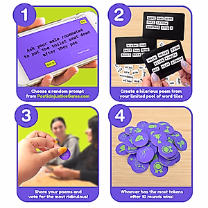 Poetic Injustice - A Word Game Where You Make Bad Poetry for Laughs - Funny Magnetic Notes Game and Fun Party Game for Ages 17+ - Family Game Night Magnet Word Games