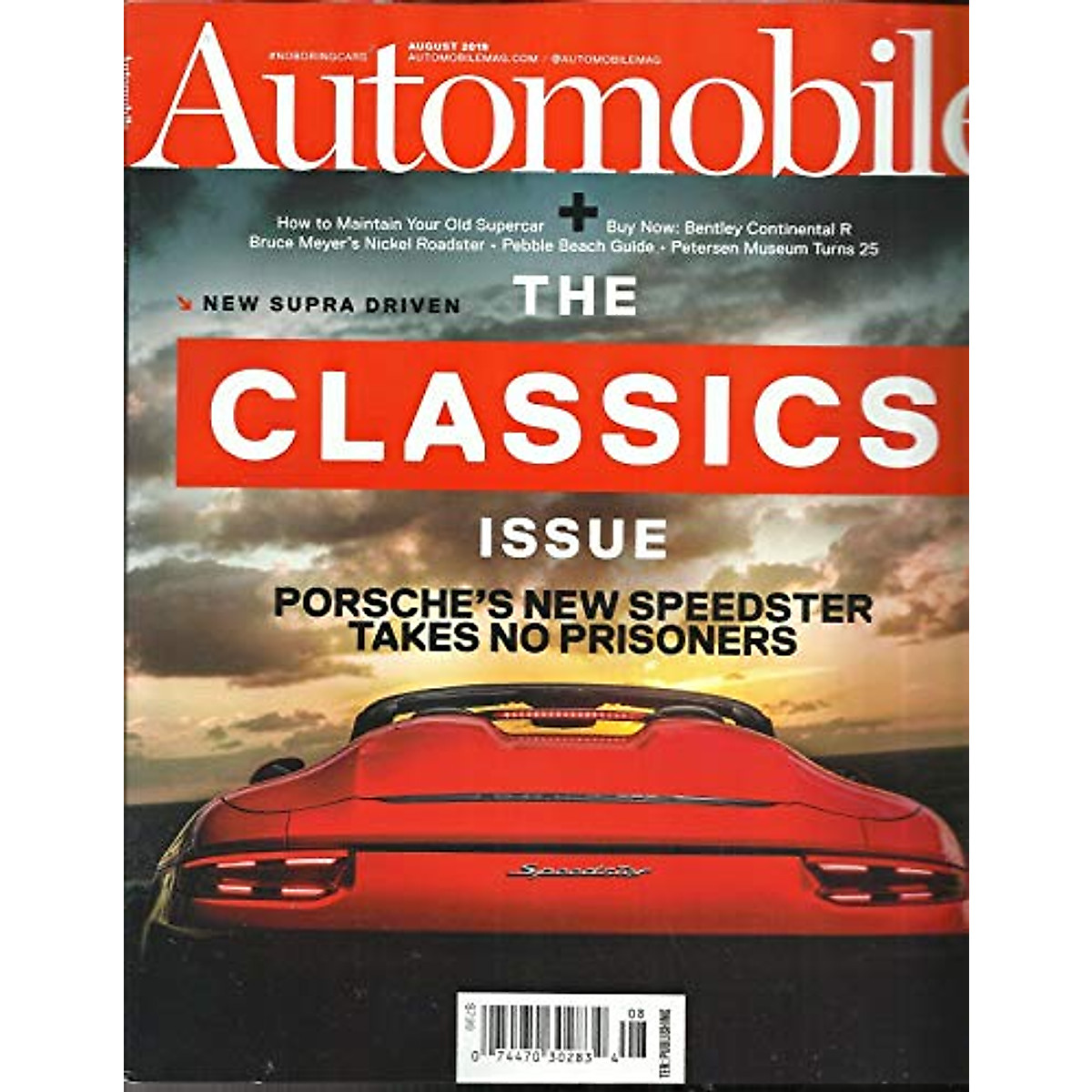 AUTOMOBILE MAGAZINE, THE CLASSIC ISSUE NEW SUPRA DRIVEN AUGUST, 2019 VOL. 34
