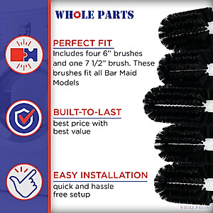 Whole Parts Glass Washer Replacement Brush Set Part# BRS-1722 - Replacement & Compatible with Some Bar Maid Glass Washers