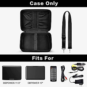 Case Compatible with DBPOWER 11.5" 12" Portable DVD Player for Car, Holder Storage Bag with Strap & Net Pocket for Battery, Car Charger, Power Adaptor and Remote Control (Case Only)