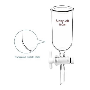 stonylab Dropping Funnel, Borosilicate Glass Burette Funnel with PTFE Stopcock for Laboratory and Home Use, 100 ml
