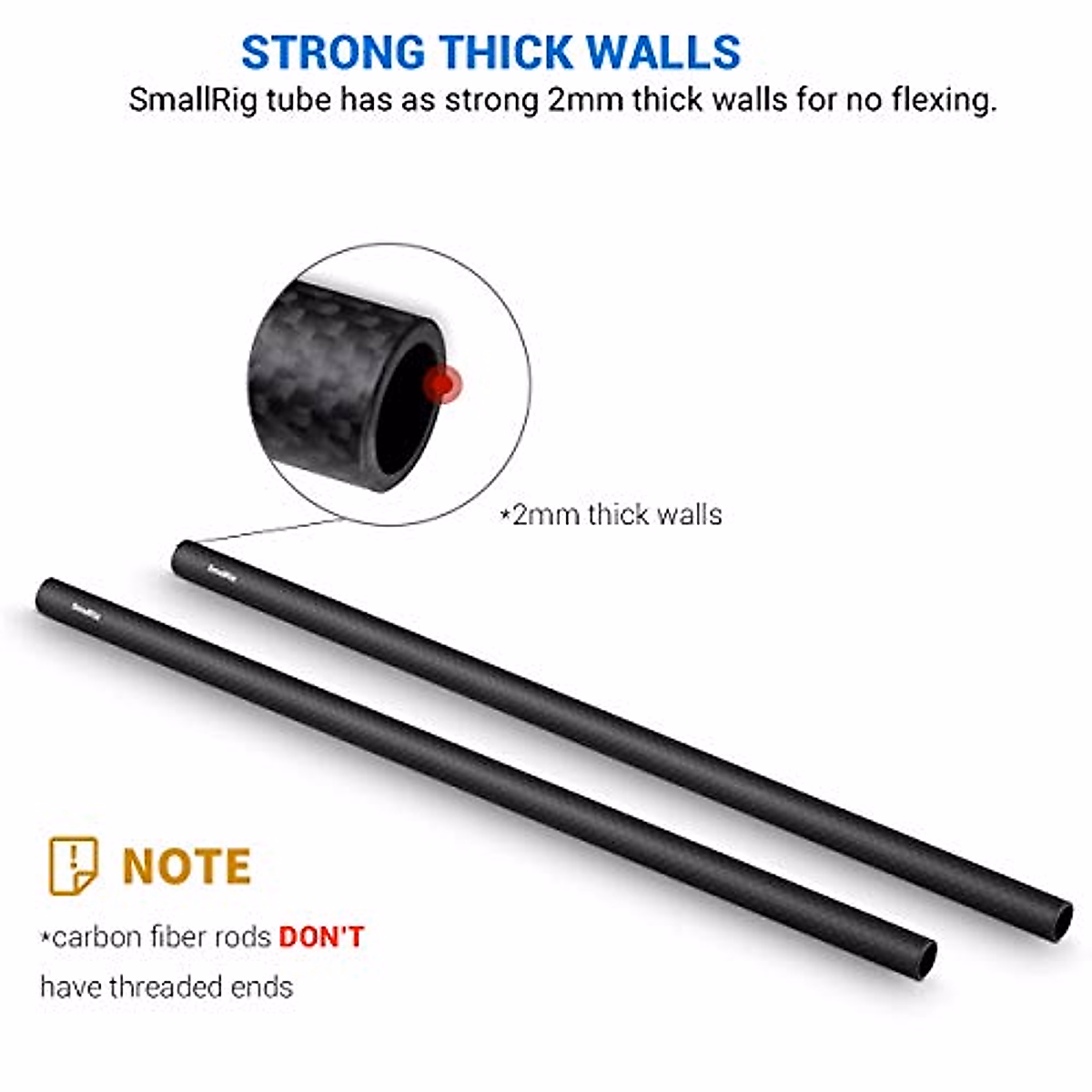 SmallRig 15mm Carbon Fiber Rods (12 Inch) for 15mm Rods Clamps Camera Rail Support System, Follow Focus, Matte Box, Shoulder Pad, Lens Support - 851