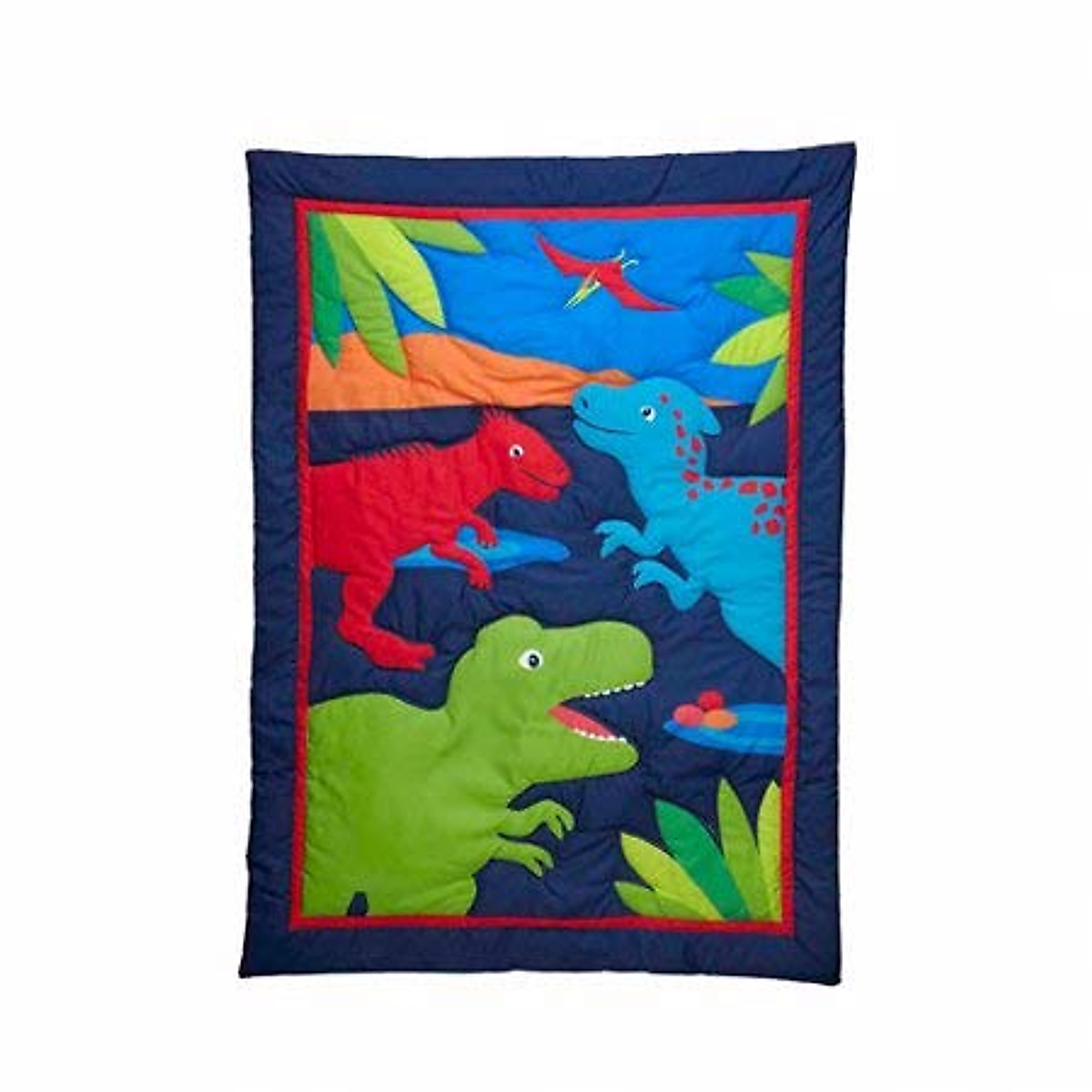 JUSTSWAG Monond SPPRANDOM Garanimals Dino-Mite Dinosaurs 4-Piece Toddler Bedding Set, Blue and Red Comforter Set for Boys
