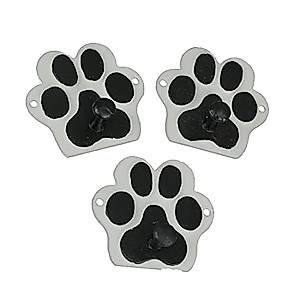 Things2Die4 Set of 3 White Cast Iron Dog Paw Wall Hooks Decorative Key Leash Coat Hanger