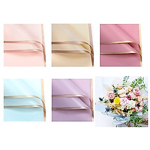 XICHEN 20 Counts /10 Colors Gold Edge Flower Wrapping Paper,Florist Bouquet Supplies,DIY Crafts,Gift Packaging or Gift Box Packaging, Waterproof Floral Wrapping Paper 22.8 * 22.8Inch