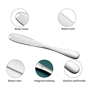 LINKMALL Stainless Steel Butter Spreader Knife, Butter knife for Spreads Butter Cheese and Condiments - Set of 2