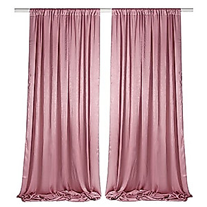 SHERWAY 2 Panels 4.8 Feet x 10 Feet Mauve Thick Satin Backdrop Drapes, Non-Transparent Window Curtains for Wedding Bridal Shower Birthday Anniversary Christmas Party Stage Decorations