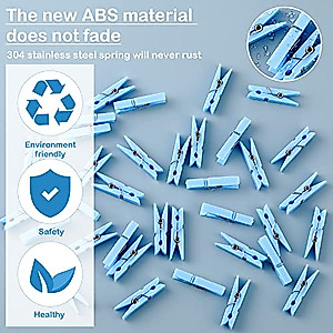 50 Pieces Clothes Pins for Baby Shower Pins Blue Clothes Pins Baby Shower Clothes Pins Blue Boy Party Game Plastic Small Pins Gender Reveal Decorations Favors 1.37 Inches
