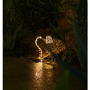 VINESSY Solar Lights Outdoor Garden Decor Pathway Decorative Lanterns Hanging Solar Patio Art Lights Retro Metal Waterproof Yard Watering Can with String Lights Walkway LED Waterfall Stake Light