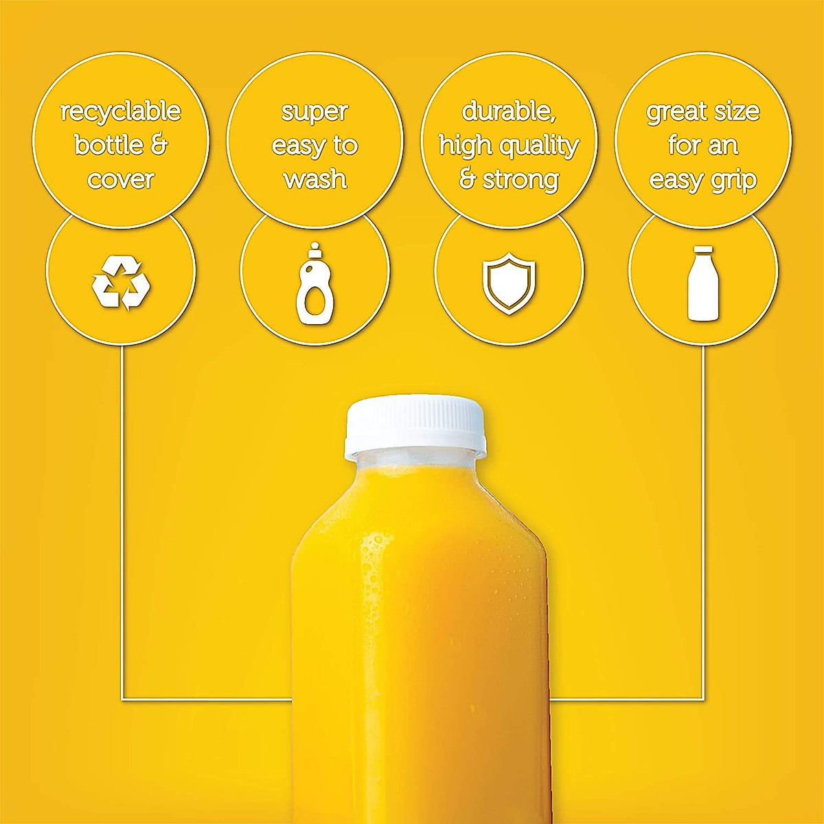 Disposable Juice Container with Caps, 12 Oz Reusable, Clear & Empty Smoothie Bottle For Grab & Go Drink & Juicing Journey, 12 Pack BPA-Free Plastic Water Bottles, Handy, Leak-Proof Beverage Containers