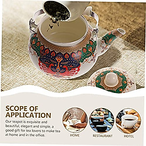 DECHOUS Enamel Kettle Porcelain Kettle Turkish Kettle Whistling Tea Pot Stainless Steel Water Jug Vintage Teapot Camping Kettle Retro Enamel Teakettle Stove Top Teakettle Pocking Teakettle