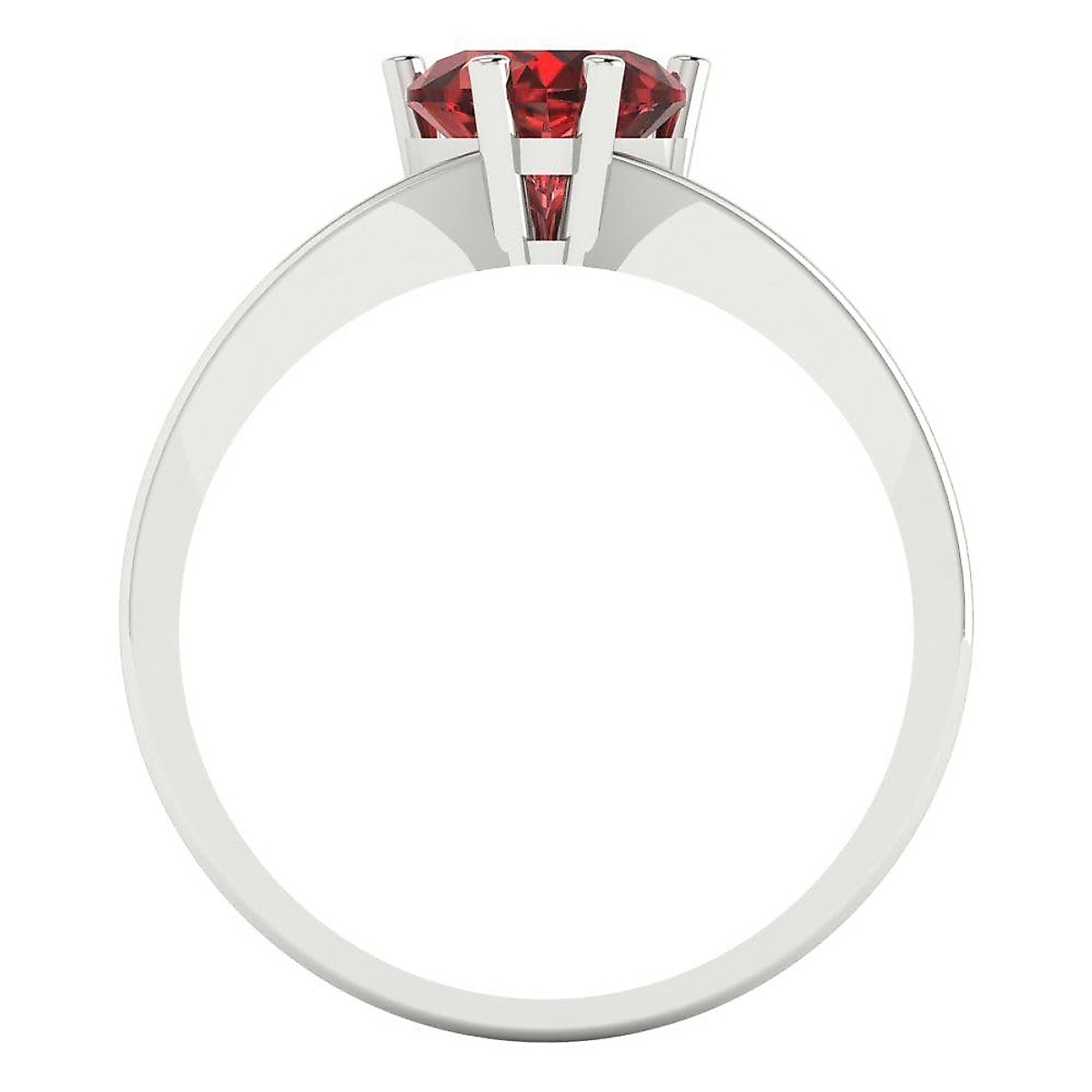 Clara Pucci 1.45ct Heart Cut Solitaire split shank Natural Scarlet Red Garnet 4-Prong Classic Statement Ring 14k White Gold for Women