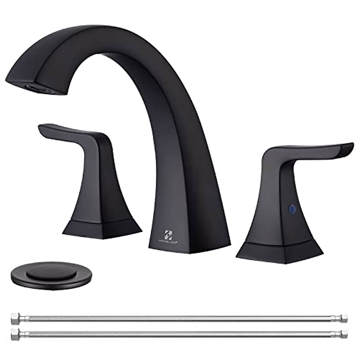 Matte Black Bathroom Faucet,Widespread Bathroom Sink Faucet for 3 Hole,2 Handles Bathroom Vanity Faucet 8 Inch,HOMELODY Lavatory Faucet for Sink with Pop Up Drain