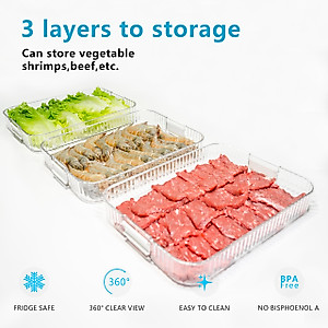 REDANT Deli Containers with Lids for Refrigerator Organizers and Storage - Airtight Deli Meat Container for Fridge - Plastic Meal Prep Containers Reusable for Lunch Meat, Ham and Bacon, 3 Layers