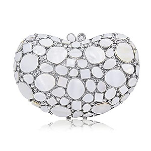 ZLXDP Marble Heart Shape Precious Stone Crystal Evening Bags Cocktail Bride Wedding Clutches Handbags Banquet Bags (Color : E, Size : 1)