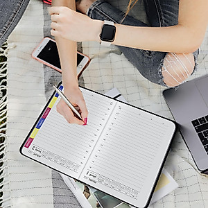 Holoary 2024 Diary, Daily Planner, January 2024 - December 2024 with 12 Monthly Tabs, 5.7’’×8.3’’ Appointment Notebook with Calendar, Inner Pocket and Sticker (Black)