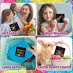 ZMLM Stocking Stuffers Gift for Kids - 165 Holographic Rainbow Scratch Paper Art Mini Notes Cards Bulk Party Favor Art Craft Supplies Toy for Girls Boys Birthday Christmas Halloween Box Gift