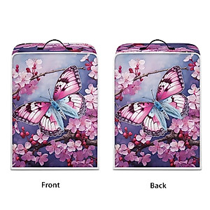 Flashideas Pink Butterfly Coffee Machine Dust Cover Dust Protection Coffee Maker Appliance Cover for Kitche with Top Handle Home Kitchen Decor Tabletop Decorations Gifts for Friends
