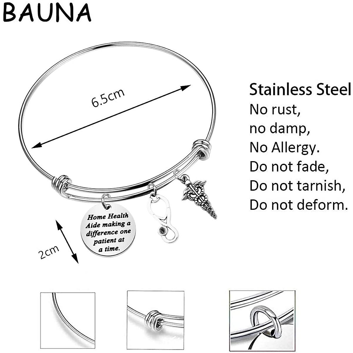 BAUNA Home Health Aide Gifts Home Health Aide Stethoscope Keychain（Home Health Aide-bracelet）