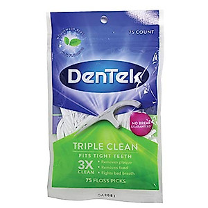 DenTek Triple Advanced Clean Mouthwash Blast Floss Picks, 75 Count, (Pack of 1)