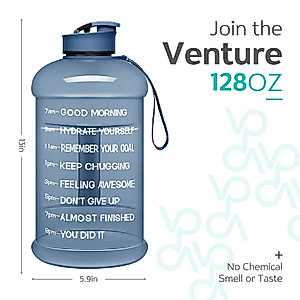 Venture Pal Large 128oz Leakproof BPA Free Fitness Sports Water Bottle with Motivational Time Marker to Ensure You Drink Enough Water Throughout The Day-1 Gallon-Green/Pink/Purple Gradient