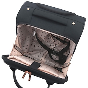 kensie Women's Hudson Softside 3-Piece Spinner Luggage Set, Black with Rose Gold, (16/20/28)