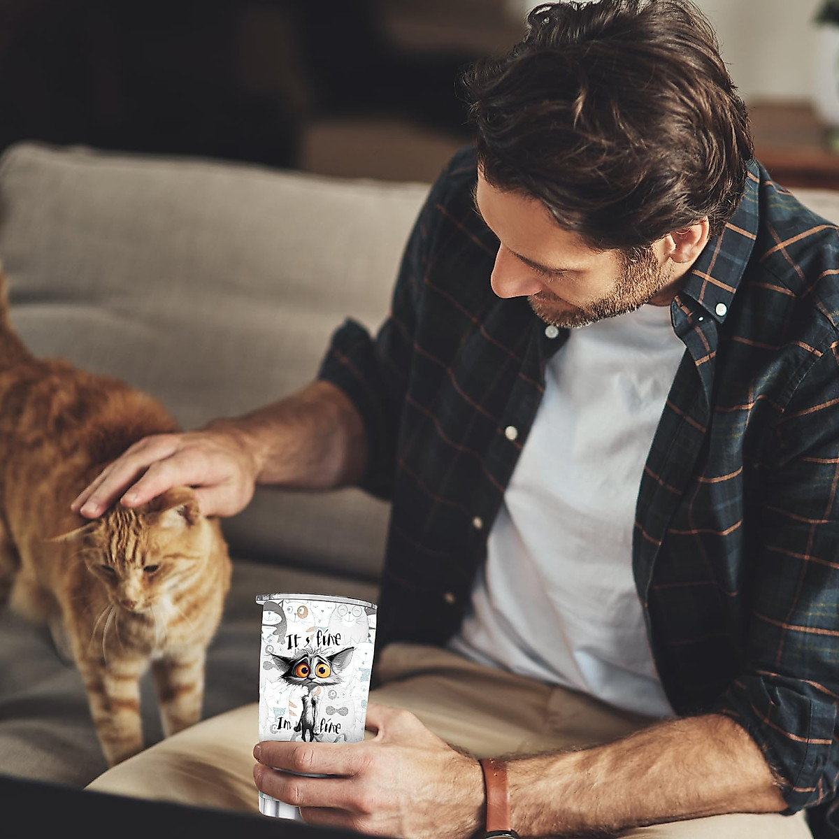 TkinTall Cat Lover Gifts for Women, Cool Gifts for Cat Lovers 20oz Tumbler, Cat Lady Gifts for Women, Cat Mom Dad Gifts for Women Men, Funny Cat Themed Gifts, Cat Gifts for Girls Birthday Christmas