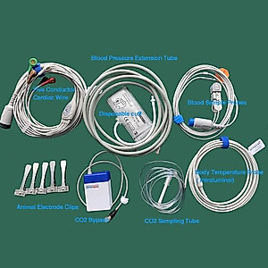 Veterinary Equiment Vet Patient Monitor Multiparameter ICU Machine, ECG, Blood Oxygen, Blood Pressure, Respiratory Rate, Body Temperature, Heart Rate Veterinärmonitor for Dog, Cat and Animal