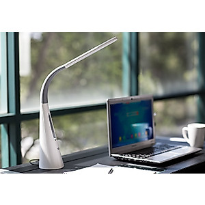 Turcom AirLight Ultrabright LED Desk Lamp with Bladeless Three Speeds Fan Panel,White