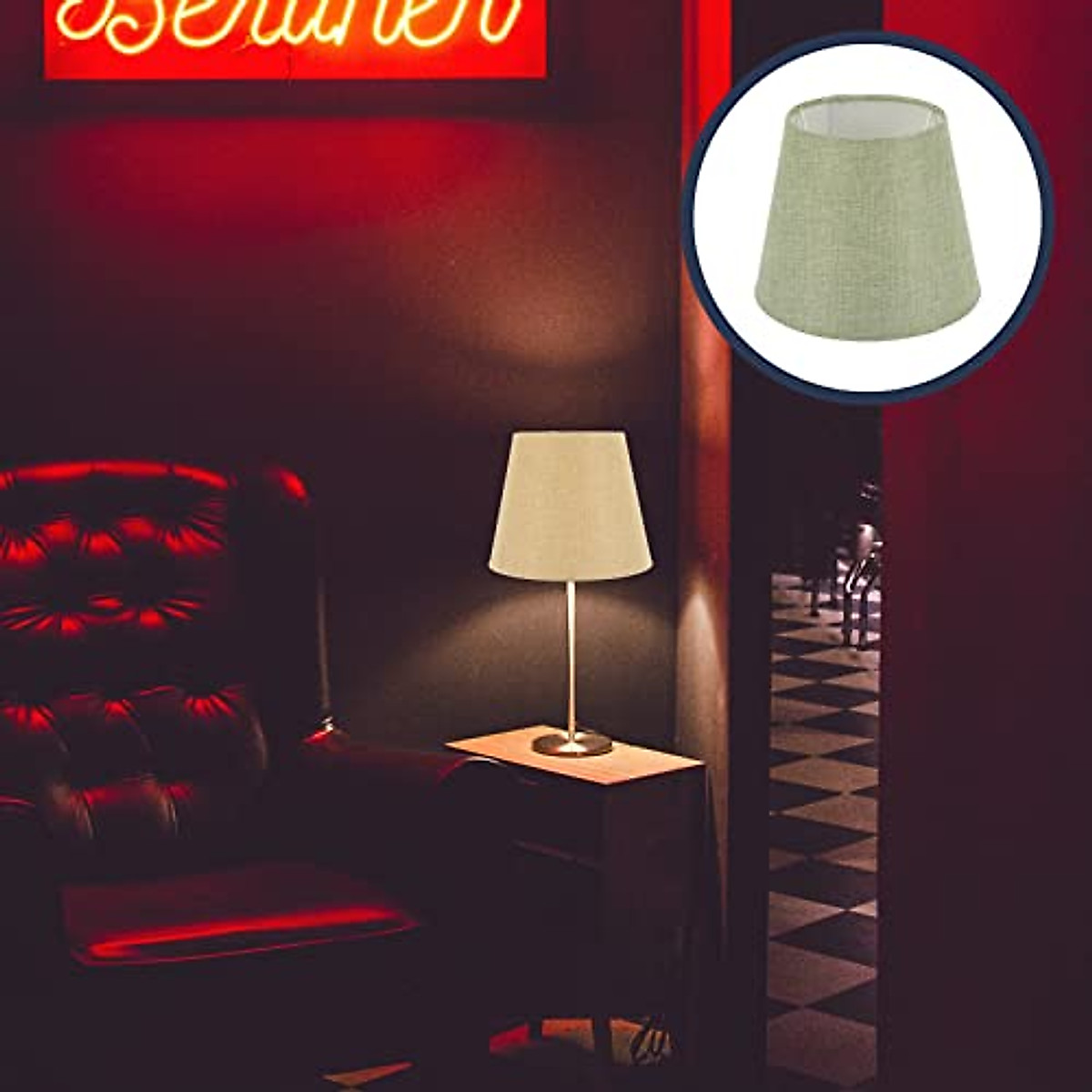 Replacement Barrel on Light Tapered,lampshades Bulb Decorative Office Cm Shade, Shade: Pendant Bedroom Green Room Linen Clip Lampshade Small Desktop Chandelier Lamp