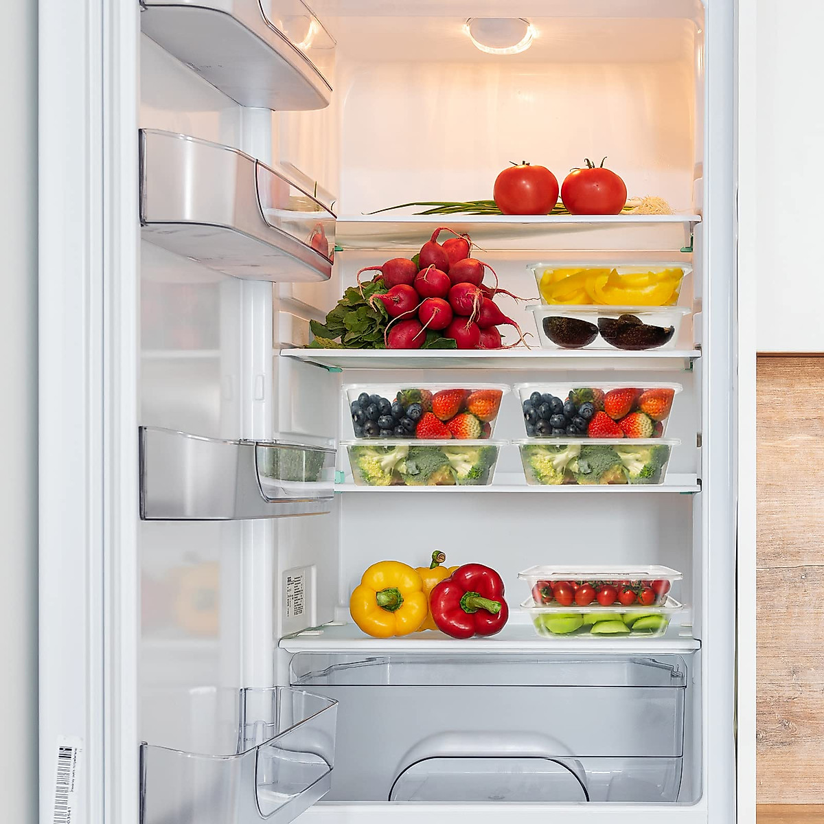 Ganfaner 50pk 32 oz Disposable Food Containers with Lids, BPA Free 32oz Meal Prep for salad dessert sandwich noodles,Bento Box To Go 1000ml for Gym School Office