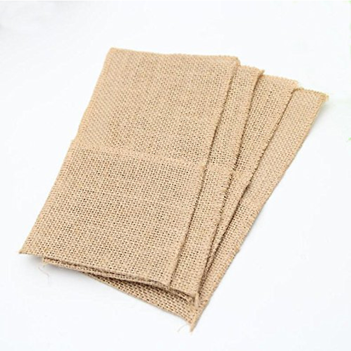 Cheonus 10PCS Burlap Cutlery Bags Hessian Knife Fork Tableware Utensil Linen Flatware Holder Jute Pouch Silverware Pockets for Wedding Decor