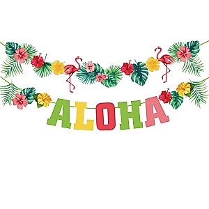 Hawaiian Aloha Party Decorations - Luau Party Supplies - Tropical Theme Summer Beach Pool Party Decorations - Luau Birthday Party Decor