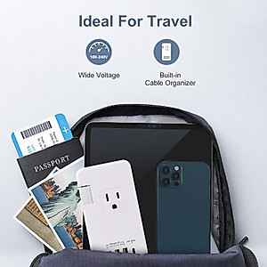 EWIN Power Strip with PD 30W USB C Port,Portable Travel Surge Protector Extension Cord with 2 Outlets,3 USB Charging Port,Flat Plug Compact Size Charging Station for Travel,Home,Office