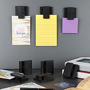 Briwooody 8 Pcs Large Self Adhesive Clips Spring Clip Hook Adhesive Wall Clips Anti Slip Hanging Clips No Drilling Adhesive Towel Holder Adjustable Spring 15 mm for Bathroom Kitchen Home Hotel (Black)