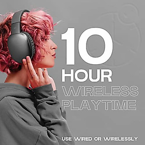 iJoy Ultra Wireless Headphones with Microphone- Rechargeable Over Ear Wireless Bluetooth Headphones with 10Hr Playtime, SD Slot, Backup Wire- Soft Cushion Wireless Headset with Mic (Black)