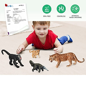 Volnau Jungle Animal Figurines Toys 9PCS South America Figures for Toddlers Kids Christmas Decoration Gift Preschool Educational Zoo Pack Rainforest Safari Forest Set