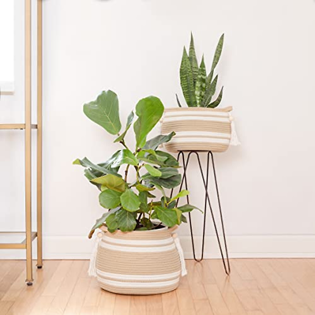 Woven Plant Basket for Plants Indoor (Set of 2) | Boho Basket Planters for Indoor Plants | Plant Baskets for Plants | Plant Baskets Indoor | Basket Planter | Woven Basket for Plant