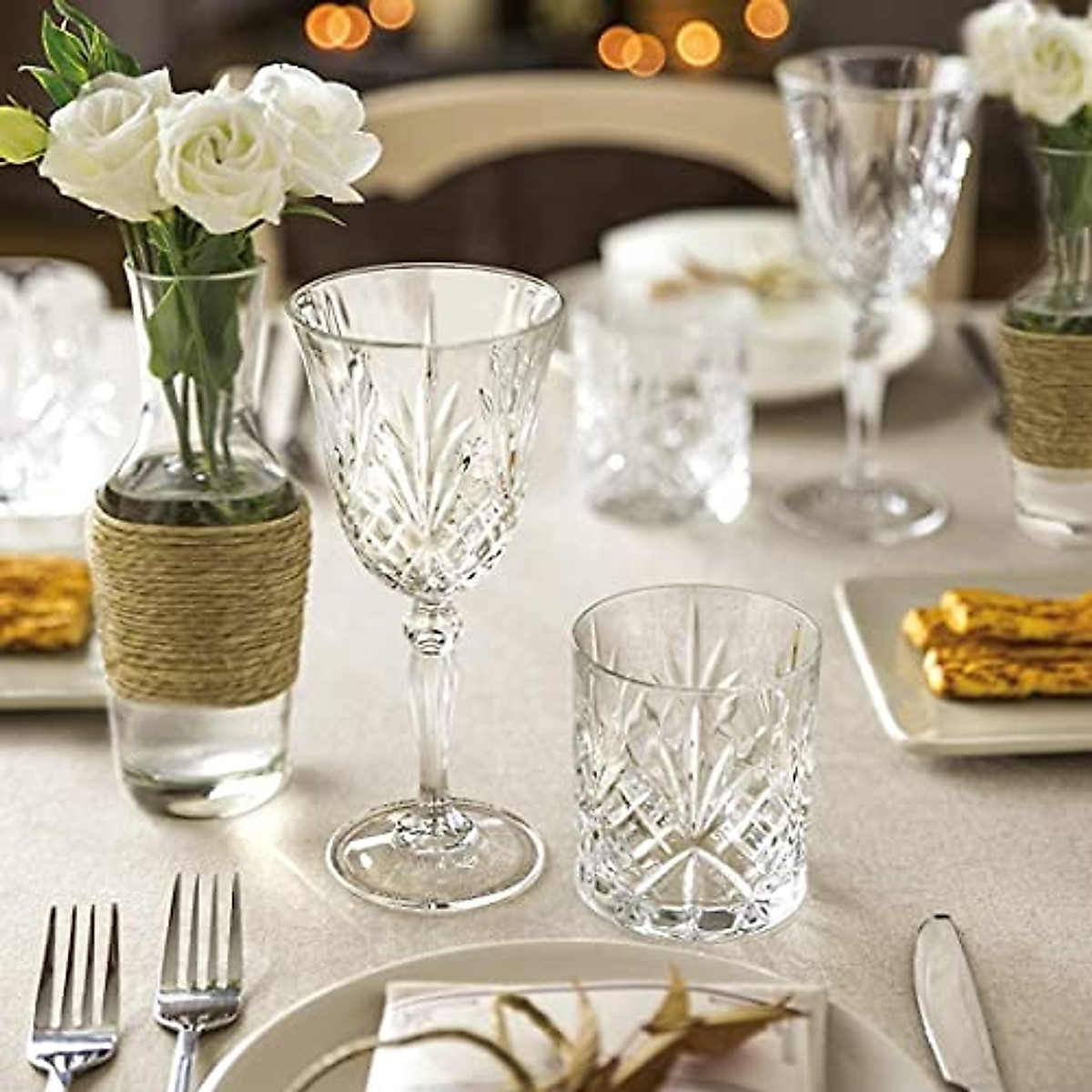 Elegant Crystal Whiskey Glass Set, Double Old Fashioned Scotch Glasses Perfect for Serving Whiskey Bourbon, Mixed Drinks - Set of 6 Cocktail Glasses