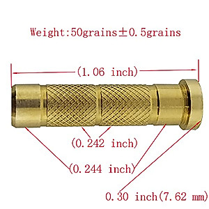 50Grains Field Point The Bolts are Copper Bolts Knurled Outer Diameter Suitable with for.244 Carbon Arrow (1 Dozen 12PACK), Used for Arrow Rod Archery Accessories (Brass Bolt-A, 50 Grains)