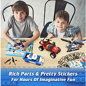 WishaLife City Police Station Toy Building Blocks Set with Prison, Police Car Toy, Helicopter Toy, Buggy Truck Toy, Fun Police Toys Gift for Kids, Boys and Girls Ages 6 Plus