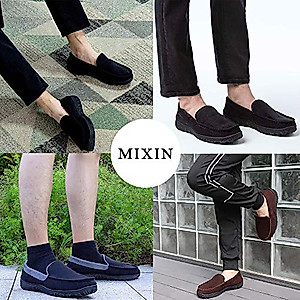 MIXIN Slippers for Men House Shoes Moccasin with Comfortable Memory Foam Indoor Outdoor Shoes Black 10.5