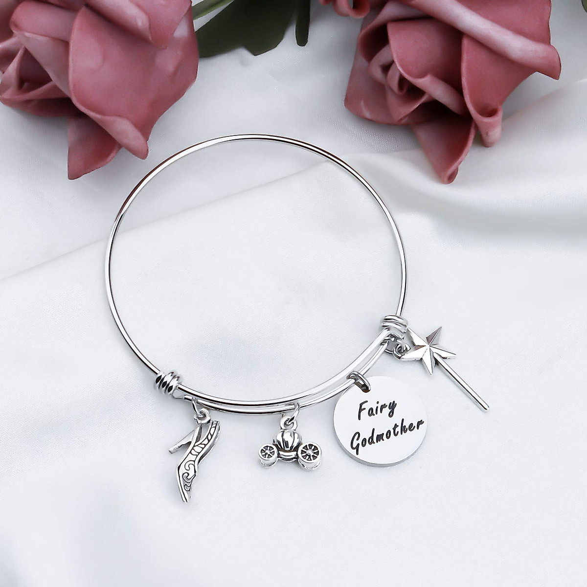 TGBJE Fairy Godmother Bracelet Godmother Gift Godmother Thank You Gift Cross Baptism Gift First Communion Gift Godmother Proposal Jewelry Godmother Charm Bracelet (Fairy BR)